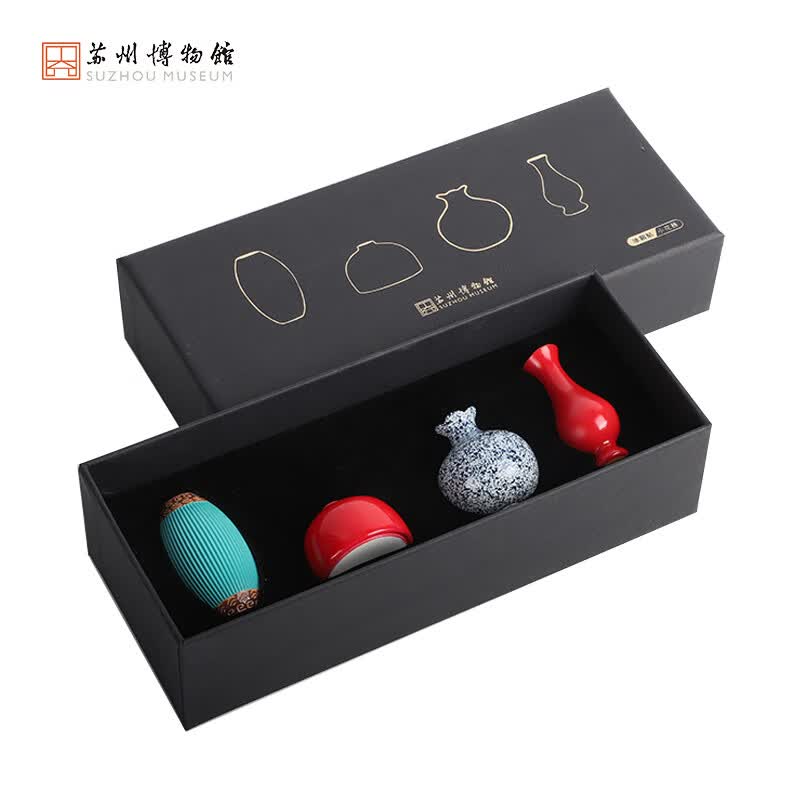 陶冶之珍冷瓷冰箱贴吸瓷创意精美古窑釉瓷器家居饰品 立体冰箱贴套装 小