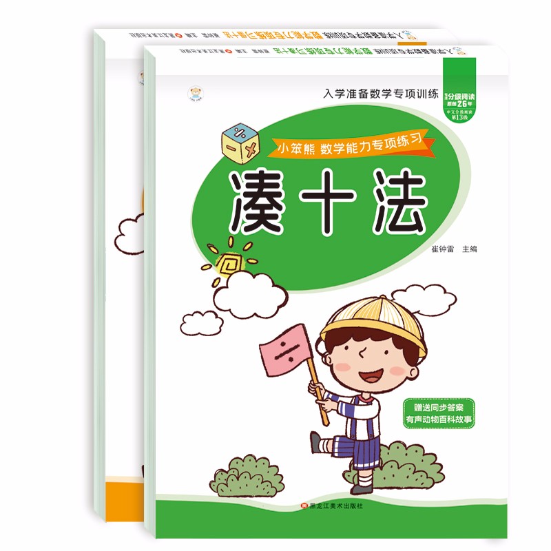 小笨熊 幼小衔接口算题卡（田字格版）20以内进位.退位加法 学前准备 幼儿启蒙(中国环境标志产品 绿色印刷) 凑十和借十全2册