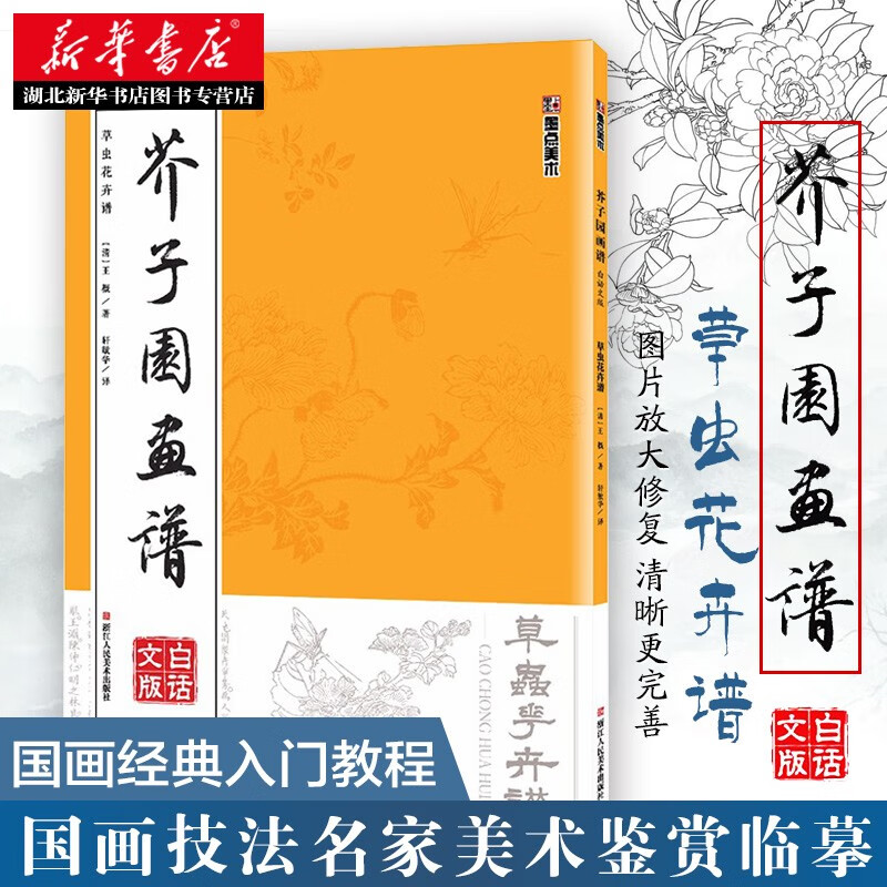 芥子园画谱:草虫花卉谱(白话文版) 白描底稿山水花草工笔画技法 国画技法名家美术鉴赏临摹 湖北新华