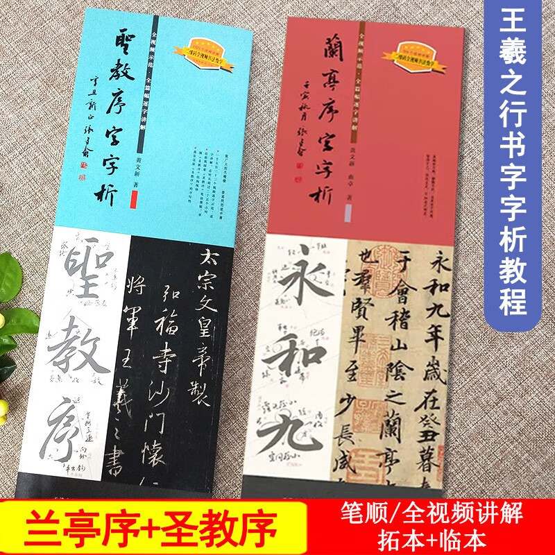 【现货2本】兰亭序字字析 圣教序字字析 黄文新 王羲之行书教程 全文视频讲解 行书书法毛笔近距离临摹练字帖 天津人民美术出版社