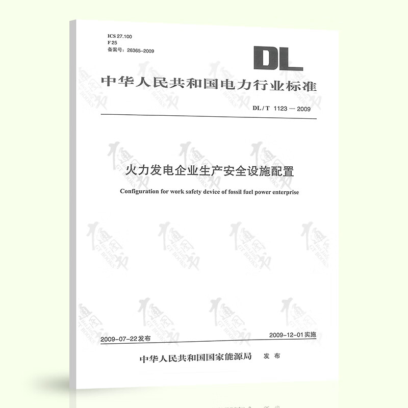 【按需印刷】DL/T 1123-2009 火力发电企业生产安全设施配置