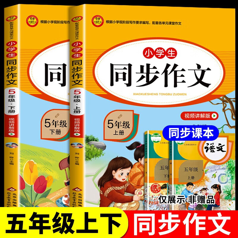 五年级同步作文上册+下册人教版 小学语文作文书大全 阅读课外书必读专项训练 黄冈满分作文选 【5年级上下册】同步作文