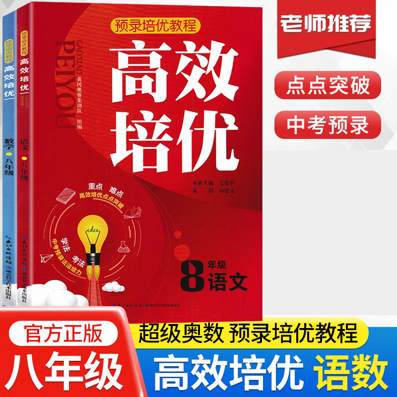 奥赛高效培优八8年级物理上下册全套通用版 初中初二思维训练奥数教程同步题教材奥林匹克竞赛中学生辅 【套装】语数2本 八年级/初中二年级