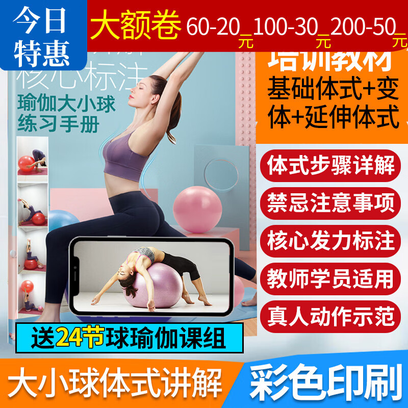 瑜伽球书瑜伽大小球教材体式讲解核心发力点标注排课参考球瑜伽书