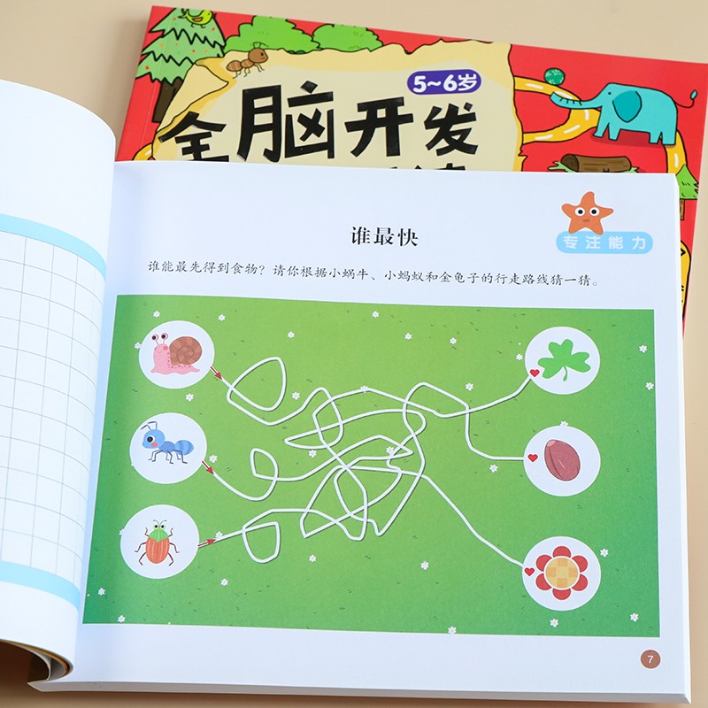 全脑开发逻辑思维训练 2-3-4-5-6岁儿童益智游戏 幼儿园小班中班大班宝宝左右脑开发专注力训练找规律图画书亲子互动游戏智力开发图书籍培养小孩子的观察能力数学启蒙 图形认知语言表达练习 阳光宝贝书籍