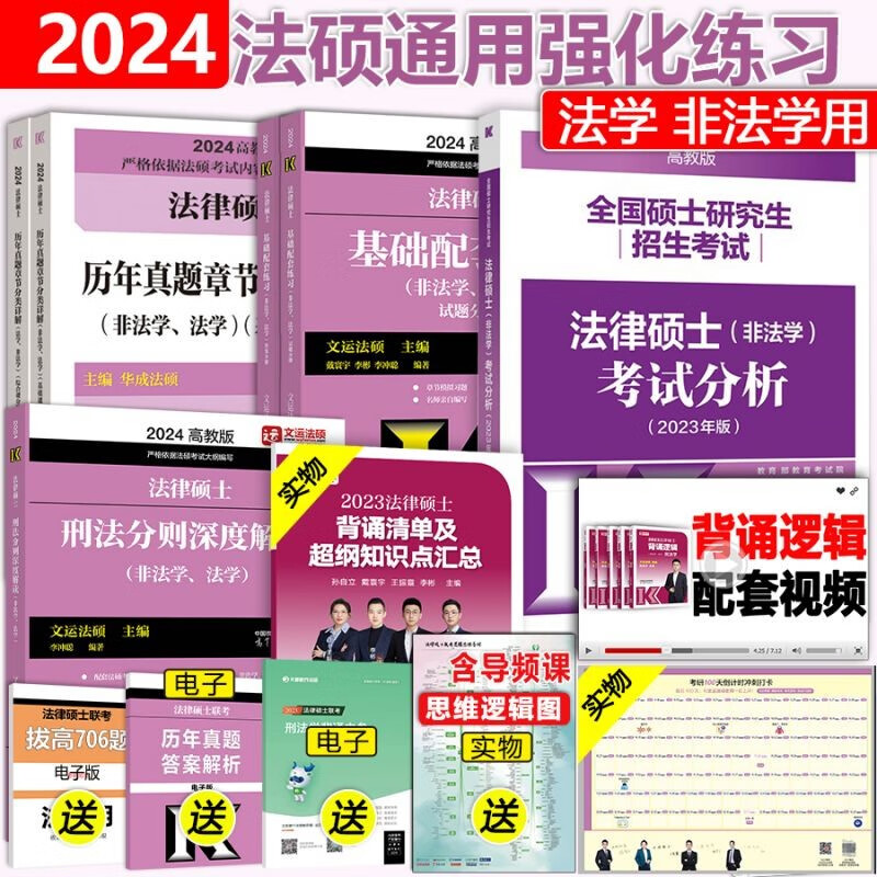 现货 2024考研法硕基础配套练习+历年真题章节分类详解+刑法分则深度解读+2023非法学法硕考试分析 法律硕士联考法学非法学通用 (现货先发)23分析+24基础+24章节+24刑法