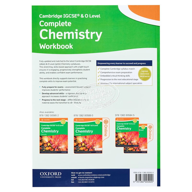 剑桥IGCSE Olevel化学练习册第四版新版 Cambridge Complete Chemistry Workbook 英文原版进口教材 CIE SSAT