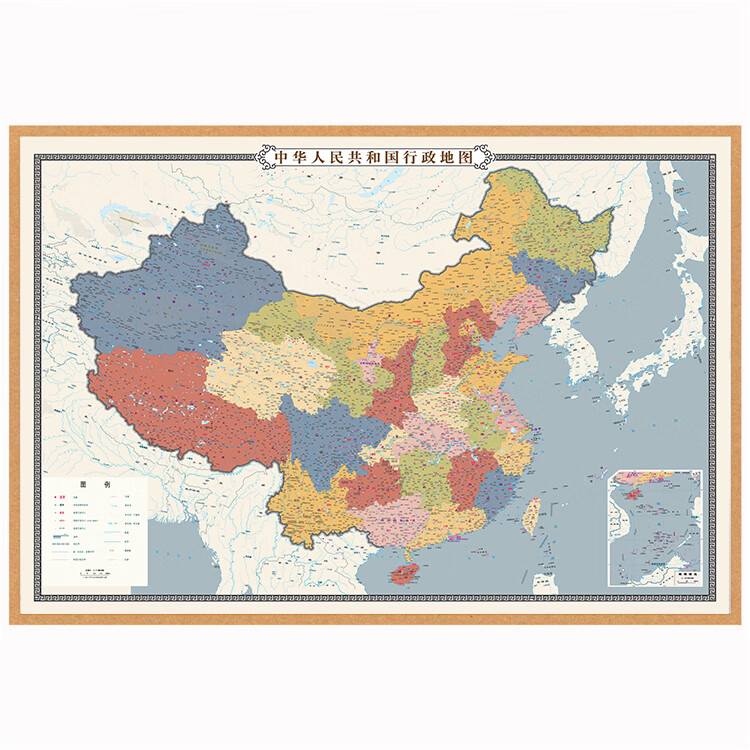 可图钉标记旅游打卡地图记录规划中国世界地图留念书房礼物背景墙 中国复古2 122x82cm 软木板（可扎地图钉） 送50颗地