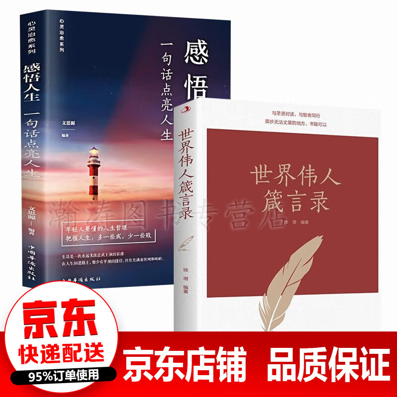 世界伟人箴言录 老人言 格言警句 人生哲理枕边书 与智者同行脚步无法丈量格言警句书籍大全 全2册世界伟人箴言+感悟人生