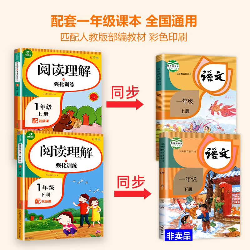 一年级阅读理解训练 全2册每日一练适合小学1年级的课外阅读书籍老师推荐必读课外书带拼音书 人教版上册下册