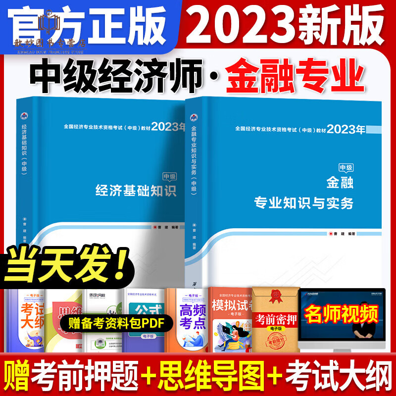 2023年新版中级经济师教材+历年真题试卷全套6本人力资源/工商管理/金融基础知识题库习题集网络课程 基础+金融23新版教材2本