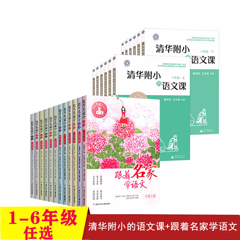【可选】清华附小的语文课一二三四五六年级上下册语文课前中后辅导书同步教材全解阅读理解读写训练练习册课外阅读书 一年级上下册2本 跟着名家学语文