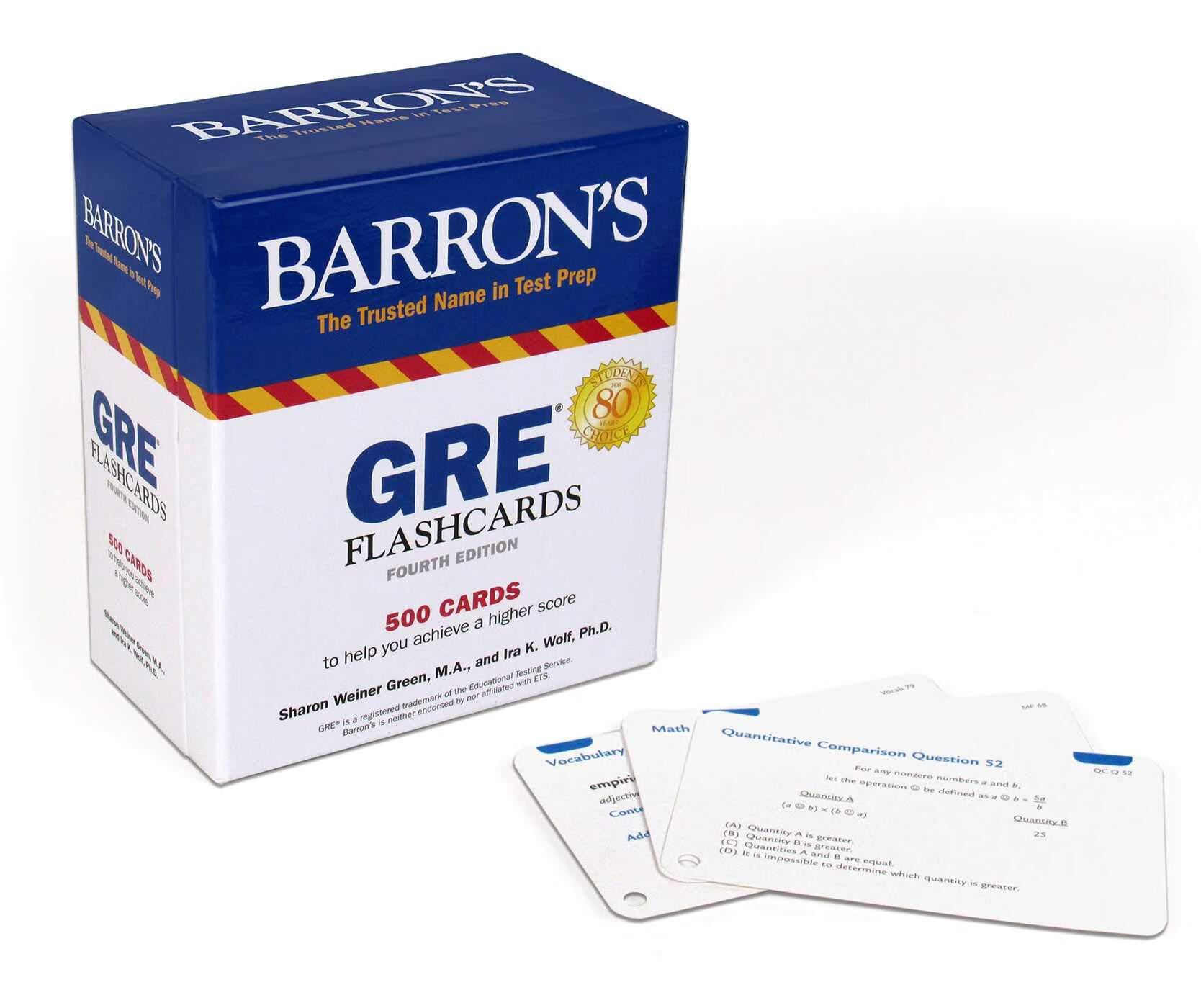 现货 GRE抽认卡：500张抽认卡帮助你获得高分 英文原版 GRE Flashcards: