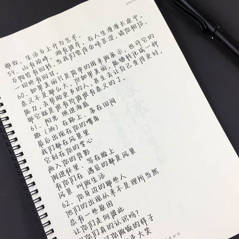 柠檬体字帖网红好看漂亮字体高中男女学生硬笔临摹练字帖 央视主持人语录+文案