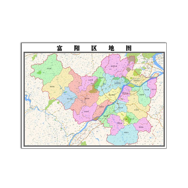 富阳区地图1.1米新款浙江省杭州市大尺寸初中小学生办公背景图 覆膜