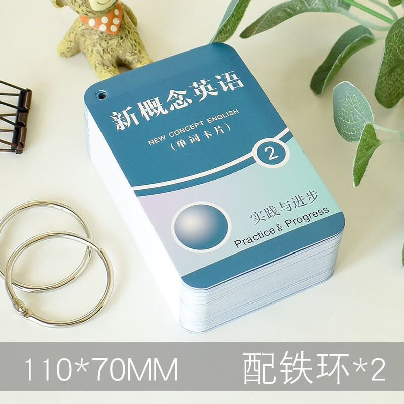 初中英语单词闪卡中学生新概念2自然拼读背诵卡便携随身记忆手卡 单词卡片新概念2推荐初中必背 送2个铁圈