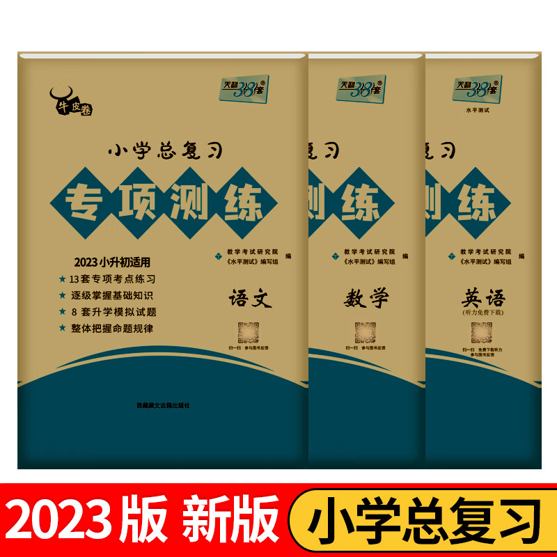 天利38套2023总复习专项测练语数英附答案小升初模拟试卷3本 数学 小学升初中