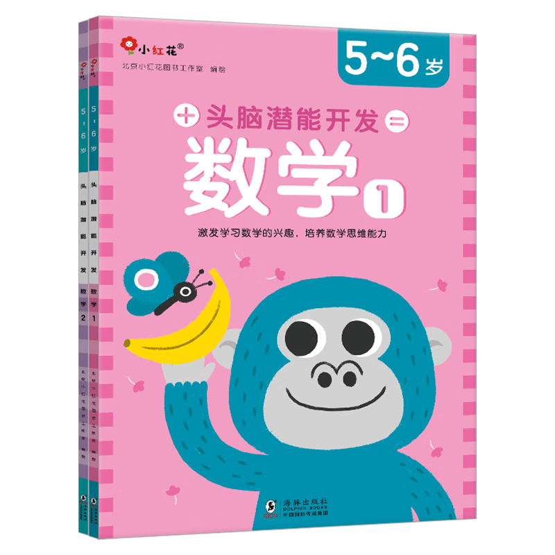 小红花·头脑潜能开发-数学(全8册)-新版逻辑思维专注力早教启蒙益智3到6岁全脑开发专注力训练宝宝幼儿园中班大班儿童智力开发 头脑潜能开发-数学5-6岁（全2册）-海豚