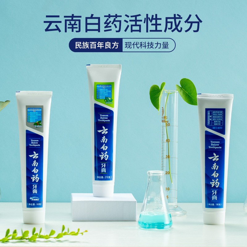 云南白药牙膏清新口气亮白冬青薄荷留兰香型口腔护理牙膏牙刷家庭装 【尝鲜装】2支牙膏 （共285g）,买饭粒