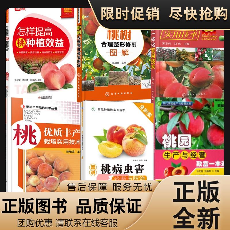 6册怎样提高桃种植效益+桃树合理整形修剪图解丰产栽培病虫害诊断防治果树水肥一体化桃园经营管理黄 营管理黄桃