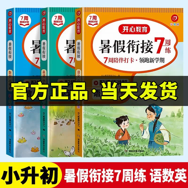 2023新版小升初衔接暑假作业人教版六年级暑假作业小升初衔接教材总复习六年级下册暑假作业衔接预习培优巩固新学期提升专项训练开心教育暑假衔接7周练 【小升初】共3本 暑假衔接 语文+数学+英语