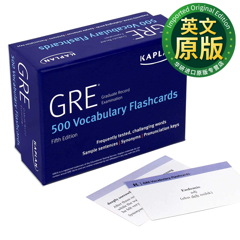 卡普兰GRE词汇卡片500 GRE Vocabulary Flashcards 英文版 英文原版 Kaplan Test Prep