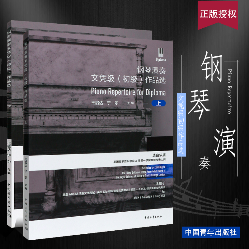 钢琴演奏文凭级初级作品选上下册 王启达 宁尔 钢琴演奏考级作品集 中国青年出版社 钢琴考级曲集教材书籍