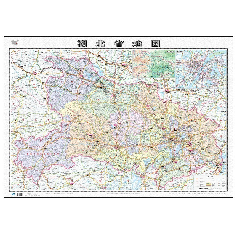 中国地图分省墙贴儿童房平面防水贴纸床头背景世界地图墙面装饰品 湖北省地图 大