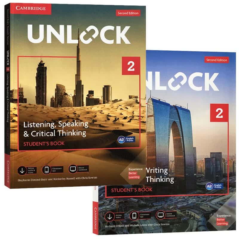 原版进口剑桥初中英语教材Unlock Level 2 听说读写2册组合 KET/PET/FCE雅思托福