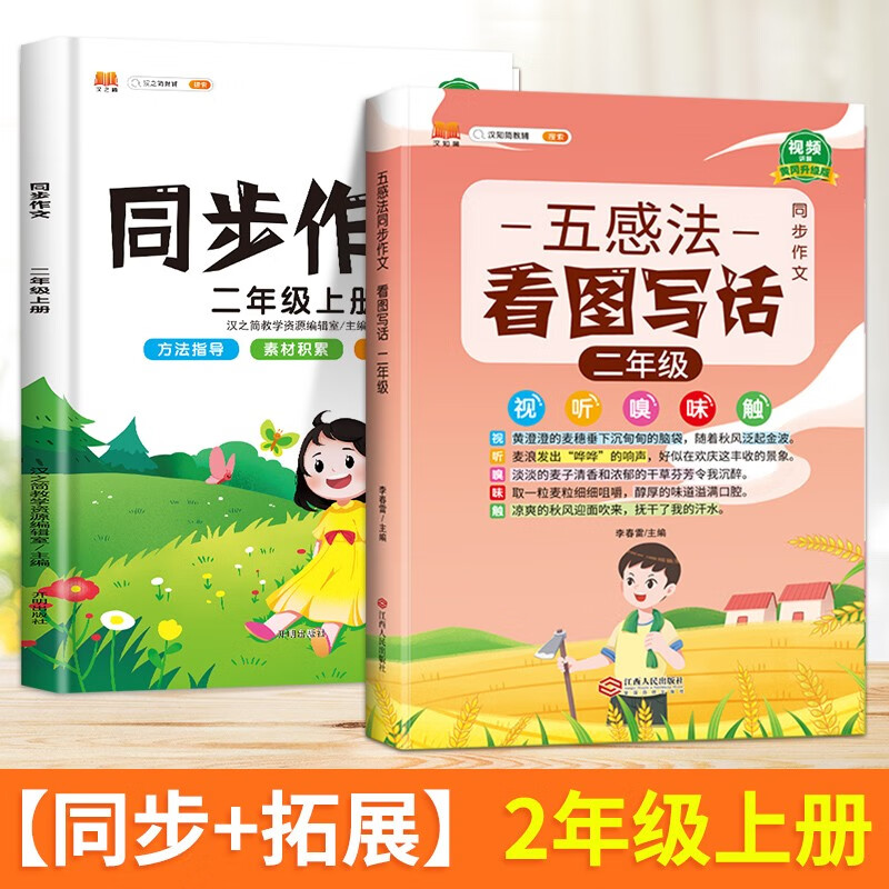 2023新版五感法写作文三年级四年级五年级六年级下册上册同步作文一年级二年级看图写话小学生三到六年级写作技巧与方法作文大全阅读理解全一册 【2年级套装 上册】看图写话+同步作文