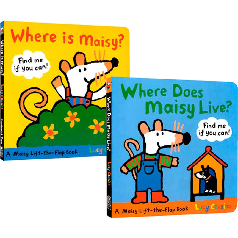 英文原版绘本 Where Does Maisy Live? 小鼠波波 儿童启蒙学习 纸板翻翻书 2册
