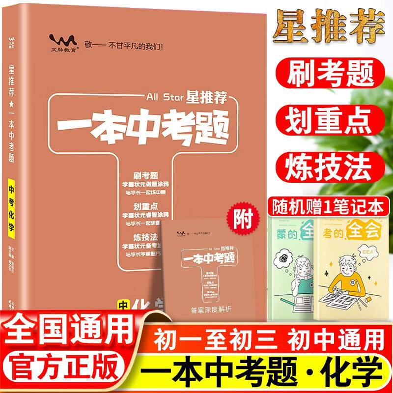 2023新版一本中考题全套语文数学英语物理化学生物政治地理专项训练初三中考总复习资料中考辅导书籍 化学