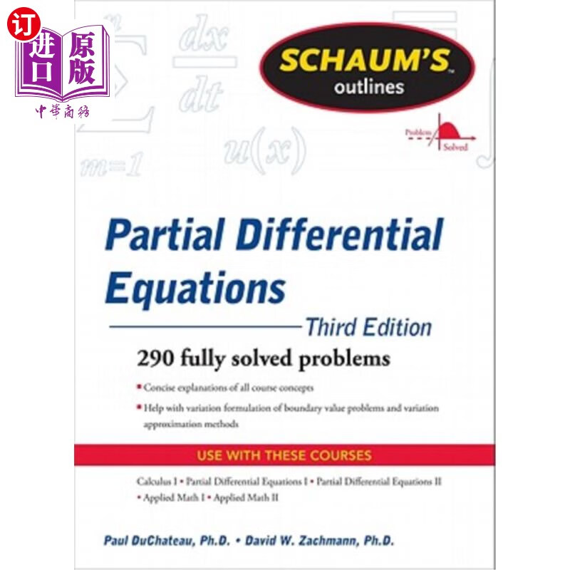 海外直订Schaum's Outline of Partial Differential Equations Schaum的偏微分方程大纲
