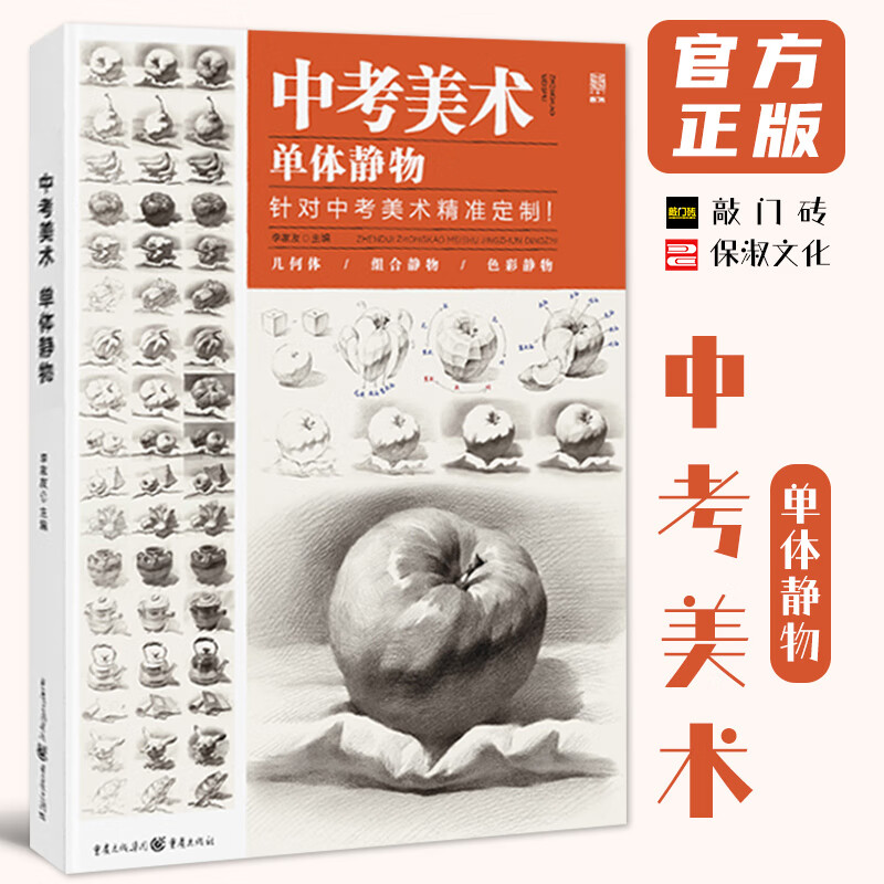 中考美术单体静物 2022敲门砖李家友素描基础水果蔬菜陶瓷金属玻璃杂物单个静物临摹范本画册美术绘画教程教