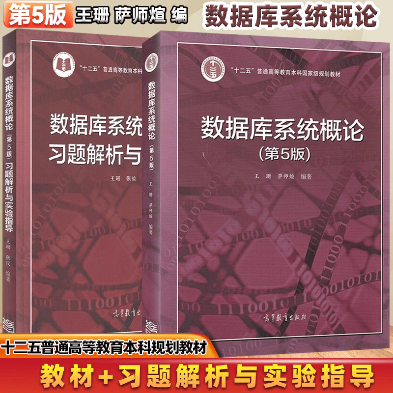 包邮 人大 数据库系统概论 第5版第五版 教材+习题解析与实验指导 王珊 萨师煊 高等教育出版社2本