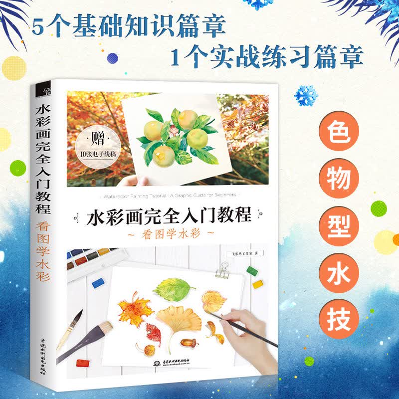 【赠电子线稿】水彩画完全入门教程 飞乐鸟水彩入门教材看图学水彩新手学水彩画入门教程书 零基础学水彩画