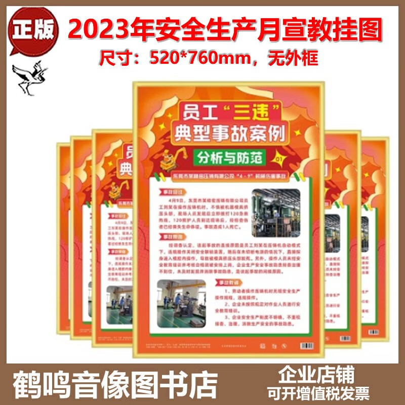 2023年安全月主题宣传挂图 员工“三违”典型事故案例分析与防范宣教挂图 宣教图片