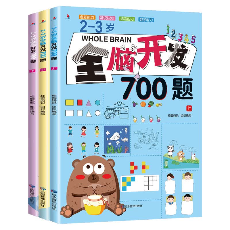 2-3-4-5-6岁全脑开发1000题思维逻辑训练书游戏连线书专注力训练 三到四至五六岁儿童益智书左右脑智力开发游 [2-3岁]全脑开发700题(全3册