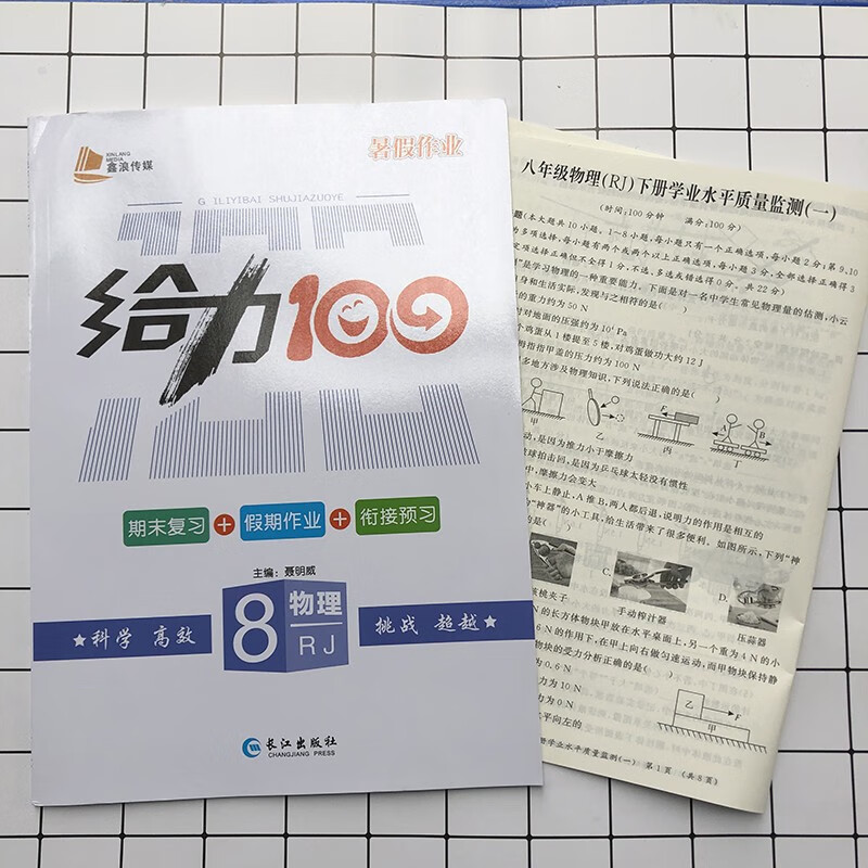 2023版给力100暑假作业八年级下册语文数学英语物理政治历史人教版RJ期末复习+假期作业+衔接预习 八年级下册 物理人教版