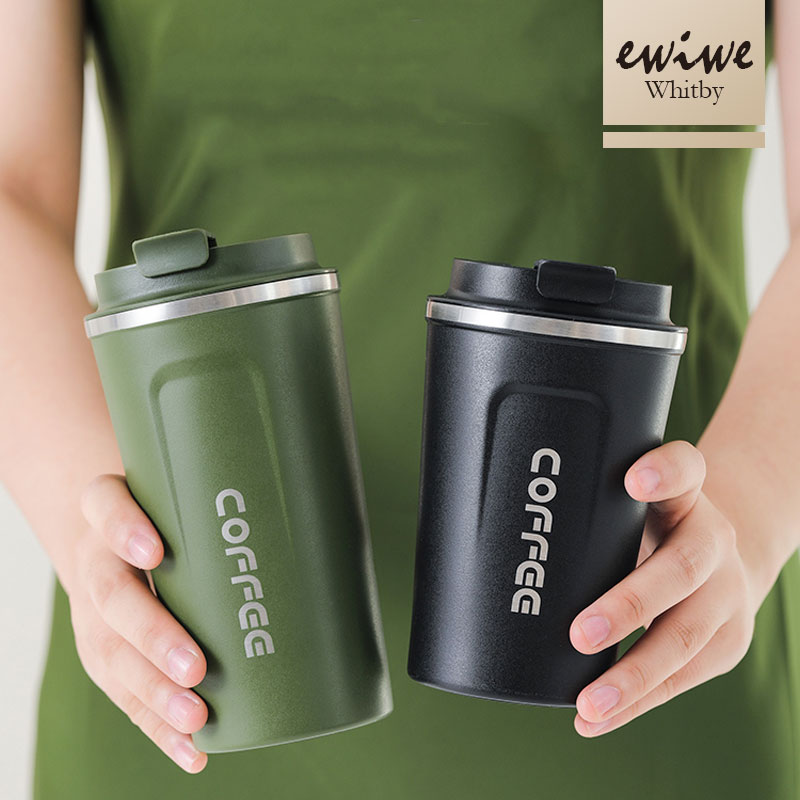 EWIWE 咖啡杯不锈钢保温杯随手杯便携出行情侣车载易开盖经典款咖啡杯 米白色 380ML - 今日热卖官网