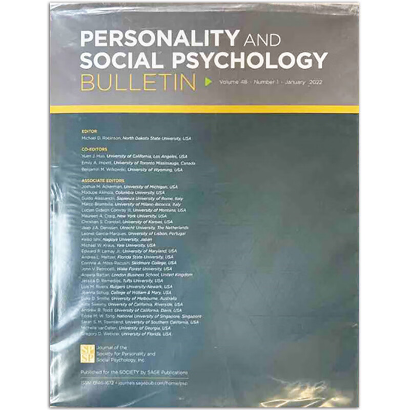 Personality and Social Psychology Bulletin 人格和社会心理 2022年1月刊