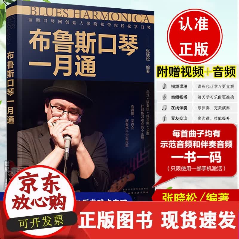 C 【新品】布鲁斯口琴一月通 蓝调口琴创始人张晓松带你轻松学口琴 新手小白入门一月通启蒙私教 课乐理 演奏