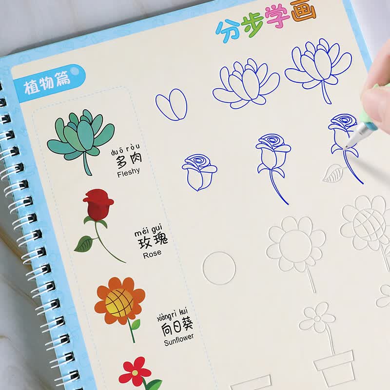 儿童启蒙学画画本2-3-6岁幼儿园绘画图画板学前班基础练习字帖初学者凹槽练字帖本宝宝画画书魔法创意简笔画