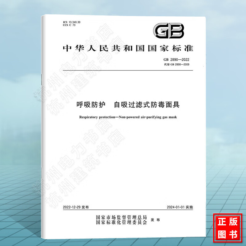 GB 2890-2022呼吸防护 自吸过滤式防毒面具