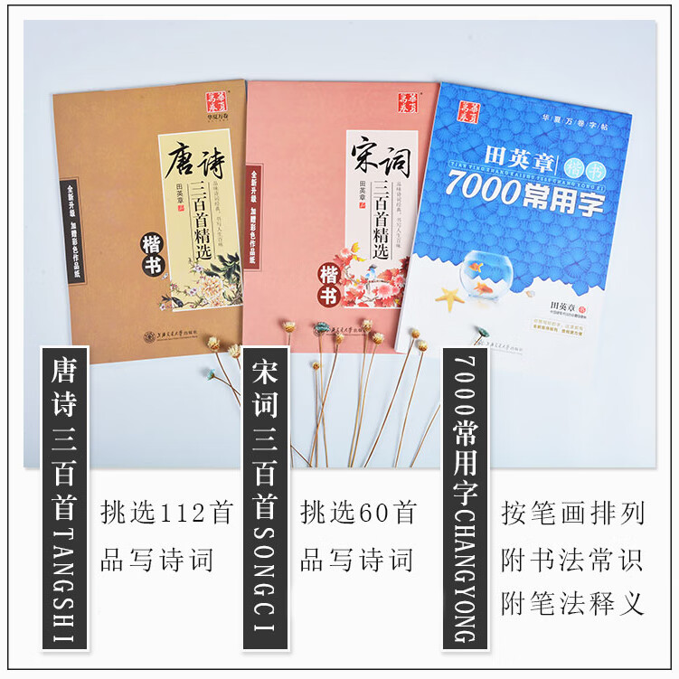 华夏万卷字帖田 英章楷书 字帖套装3本 7000常用字+唐诗三百