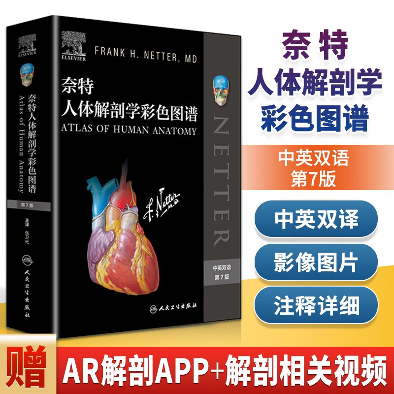 奈特图谱奈特人体解剖学彩色图谱 第7版第七版第6六版翻译版中英双语全彩图张卫光人体解剖学书籍