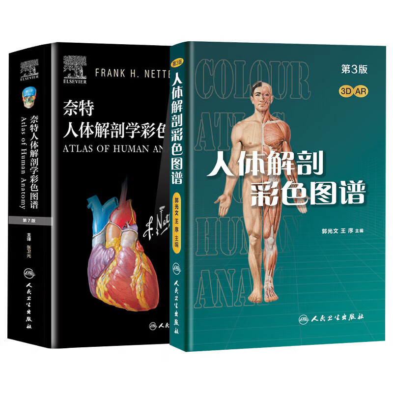 现货 奈特人体解剖学彩色图谱第7版+人体解剖彩色图谱第3版 临床解剖系统知识 格氏解剖神经解剖基础教材 人民卫生出版社 医学法医局部解刨书籍