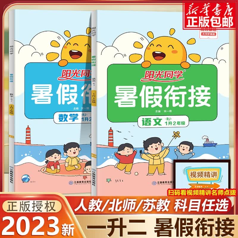 【23年新版】阳光同学暑假衔接教材1升2年级语文数学人教版全套小学一年级下册暑假作业练习册题一升二暑期培训昨业预习复习资料辅导书 【人教版】语文+数学