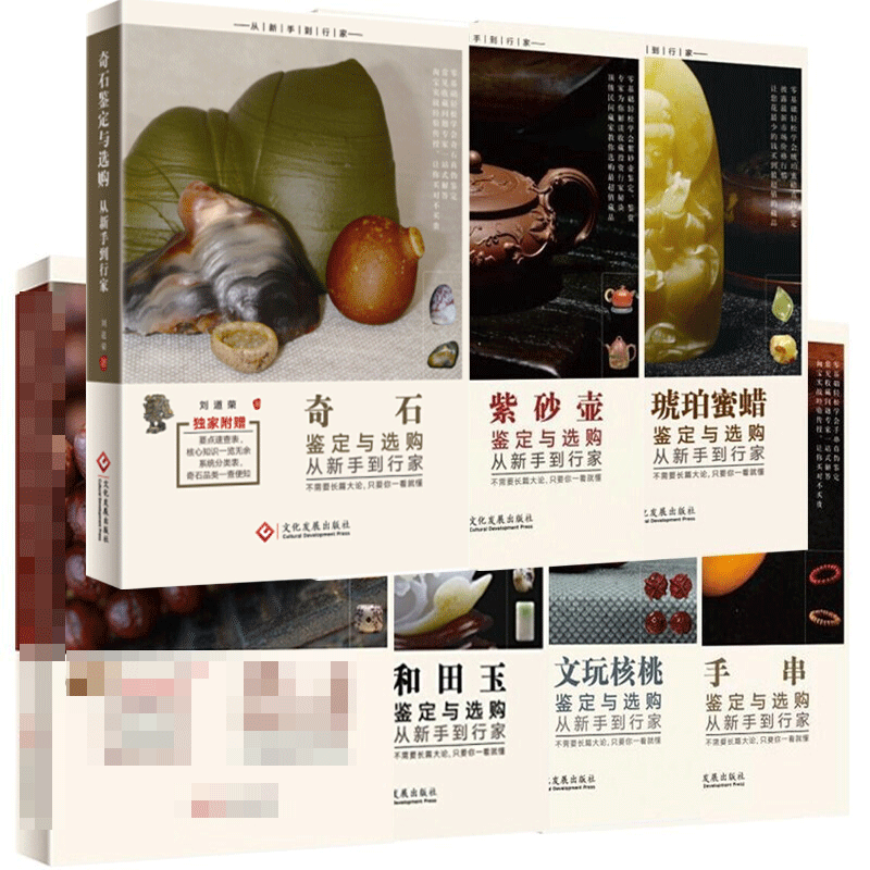 【文玩收藏鉴定六册套装】和田玉+琥珀蜜蜡+文玩核桃+紫砂壶+奇石+手串鉴定与选购从新手到行家