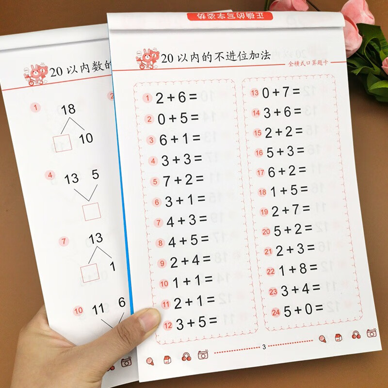 10以内20以内加减法练习册练习题分解与组成幼小衔接一日一练儿童幼儿园数学加减法数学题中班大班算数练习全套十二十以内的口算题卡数学思维训练天天练算数本学前班幼儿数学启蒙 【2本】20以内加减法+分解与